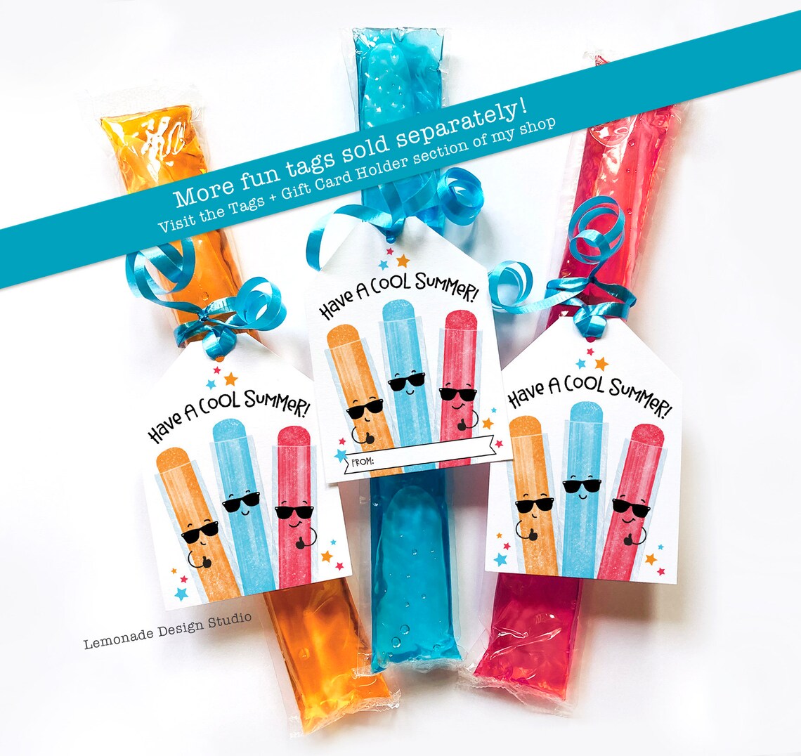 Printable Freeze Pop Tag Birthday Favor Treat Tag Summer - Etsy