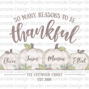 Fall Printable Wall Art Thanksgiving Decor Personalized Family Pumpkin ...