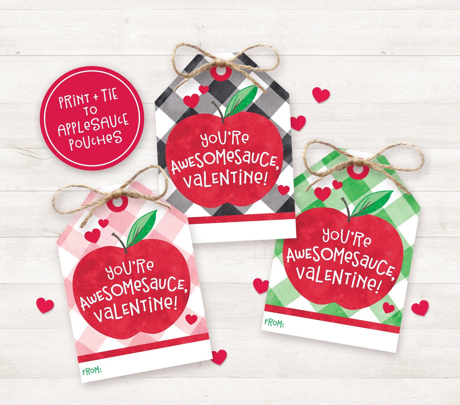 Kids Valentines Kids Valentine Cards Applesauce Valentine Tags ...
