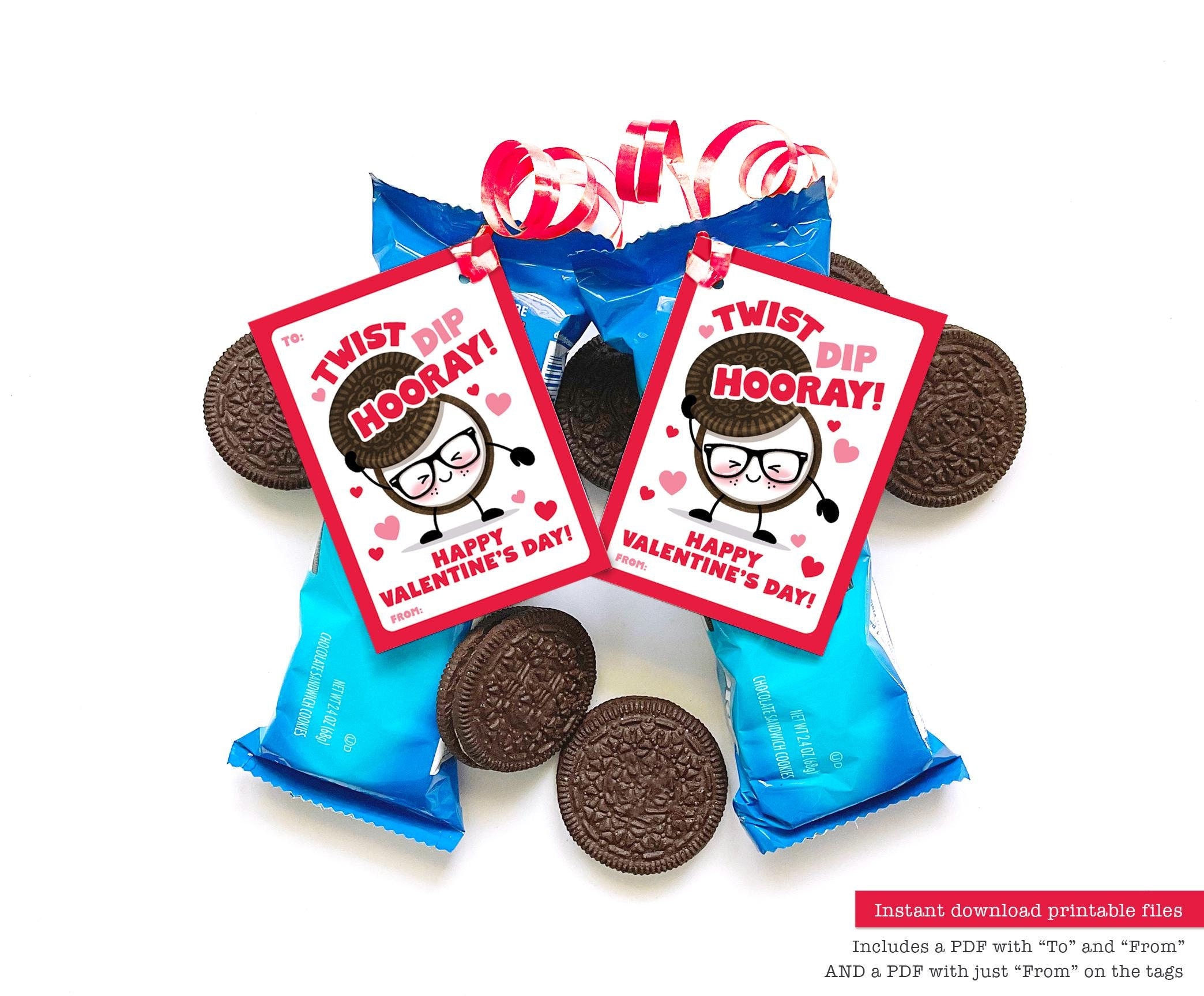 Printable Valentine Tags for Cookies Classroom Chocolate Sandwich ...