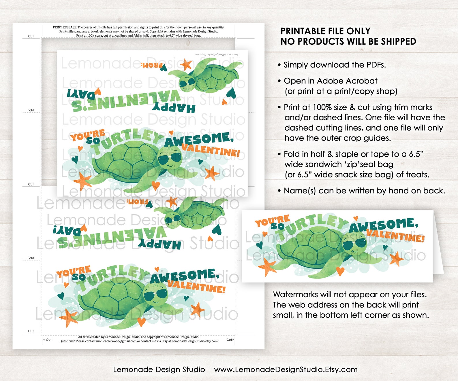 PRINTABLE Turtle Valentines for Kids Valentine Cards Treat Bag | Etsy