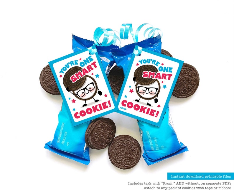 Printable One Smart Cookie Classroom Treat Tag Sandwich Cookies Gift ...