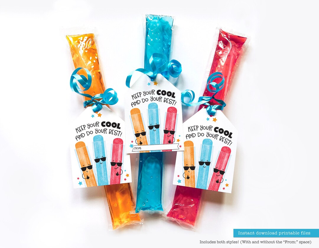 Printable Freeze Pop Good Luck Tags Testing Day Tags Keep Your Cool Ice ...
