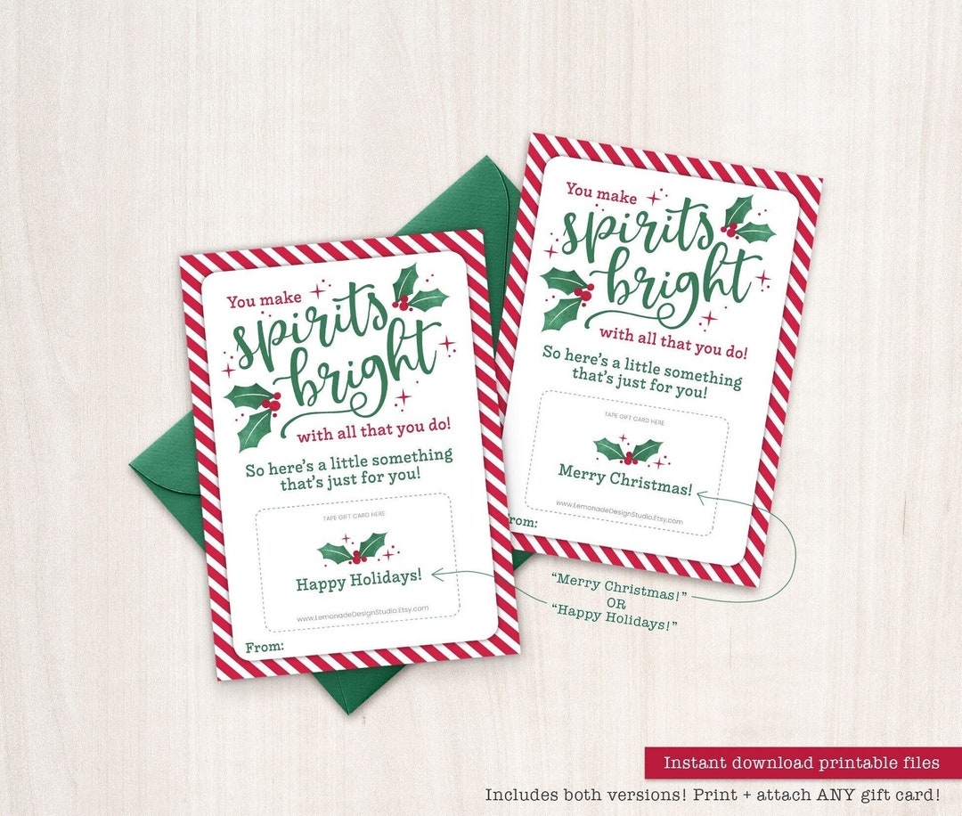 PRINTABLE Holiday Gift Card Holder Christmas Gift for Teacher Thank You ...