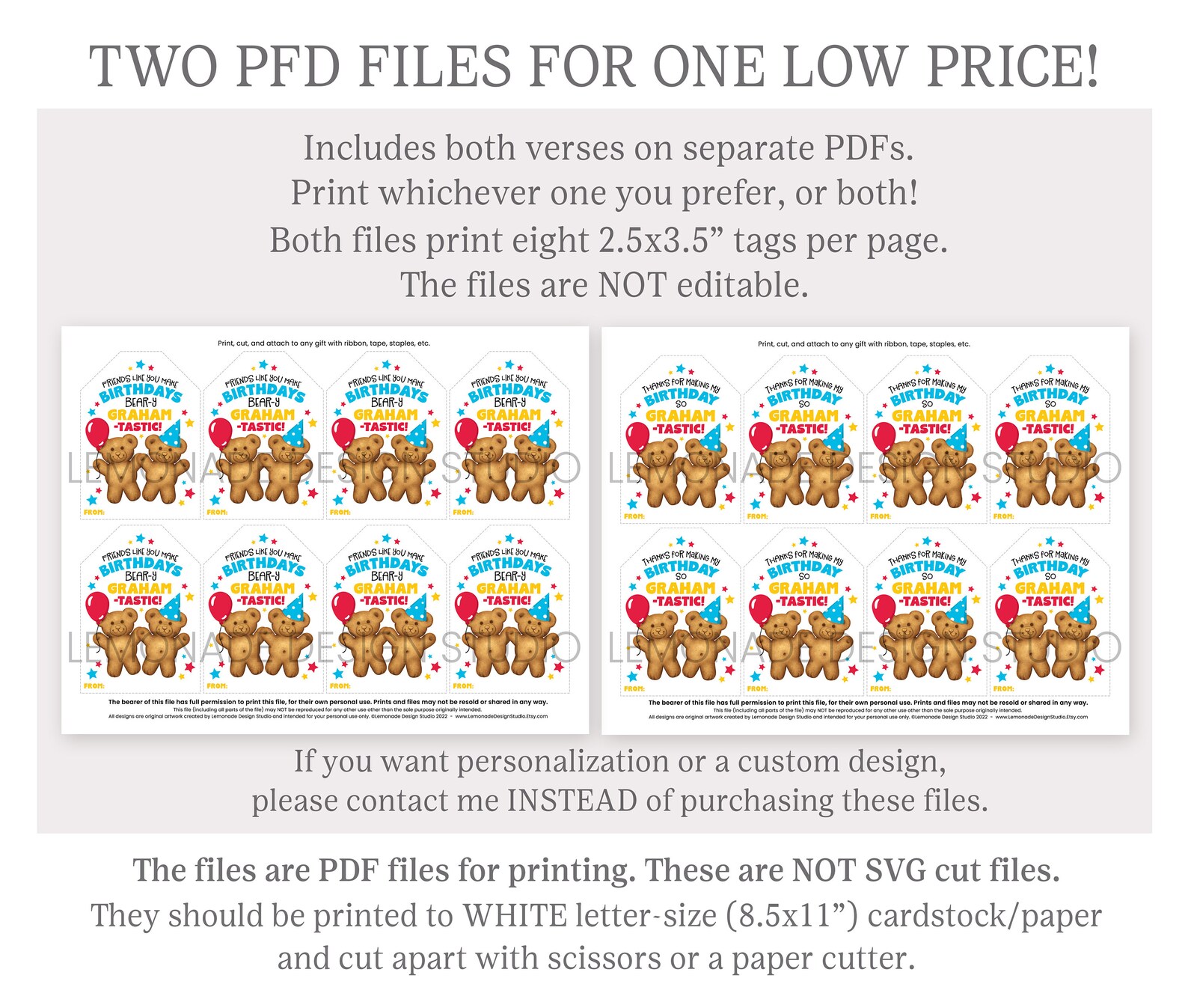 Printable Classroom Birthday Treat Tag Teddy Bear Grahams Treat Bag Tag ...