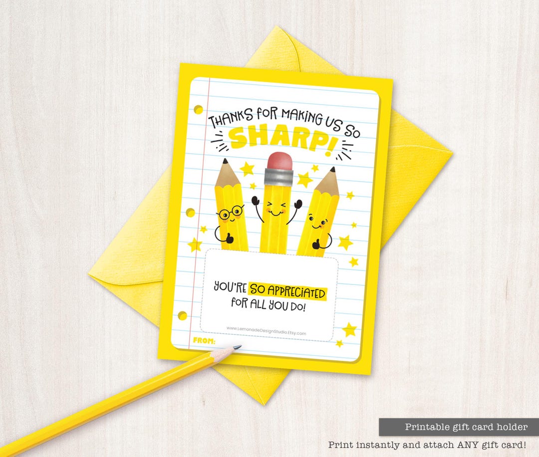 PRINTABLE Teacher Appreciation Week Gift Card Holder Teacher Gift From ...