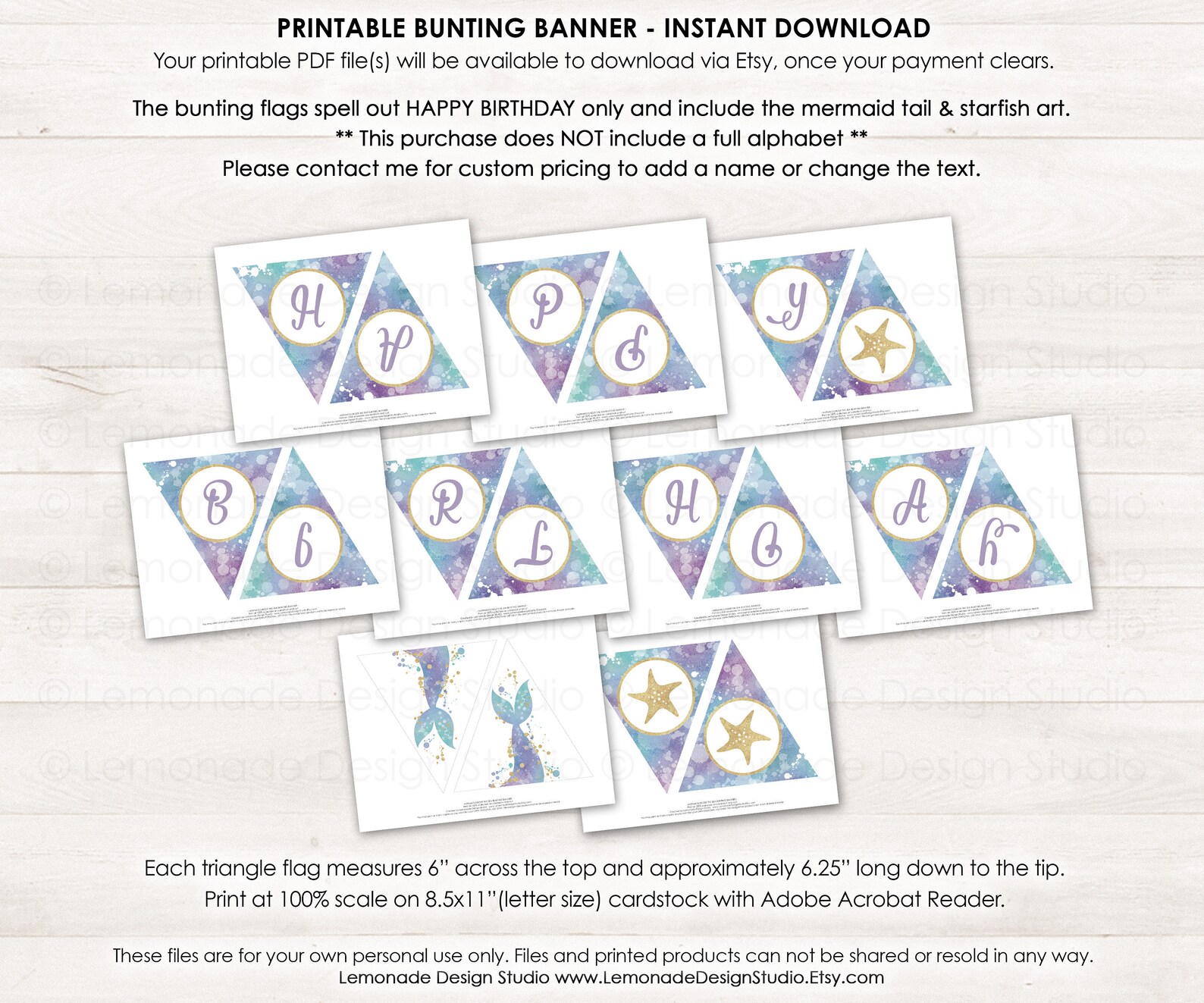 PRINTABLE Mermaid Banner Mermaid Bunting Mermaid Party - Etsy