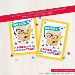 Printable 100 Days of School Tags 100th Day Printable Pudding Cup Tags ...