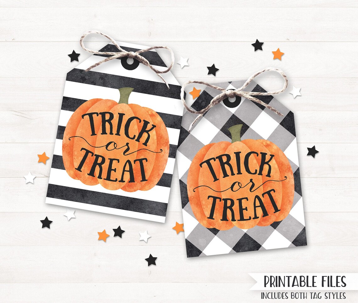 PRINTABLE Trick or Treat Tags Printable Halloween Favor Tags - Etsy