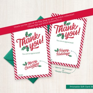 PRINTABLE Holiday Gift Card Holder Christmas Gift for Teacher Thank You ...
