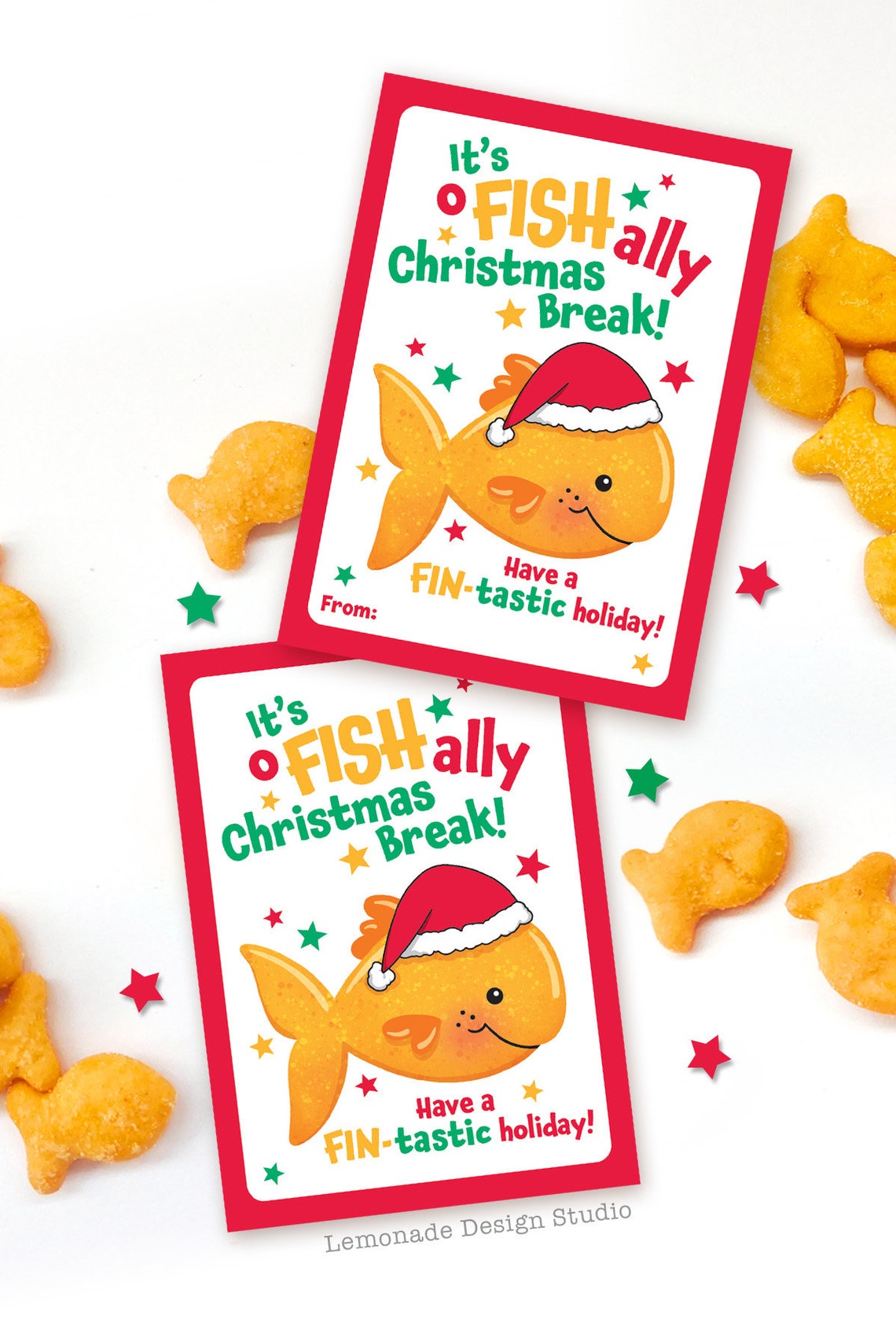 Printable Christmas Snack Tag Goldfish Crackers Classroom Non-candy ...