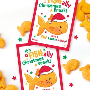 Printable Christmas Snack Tag Goldfish Crackers Classroom Non-candy ...