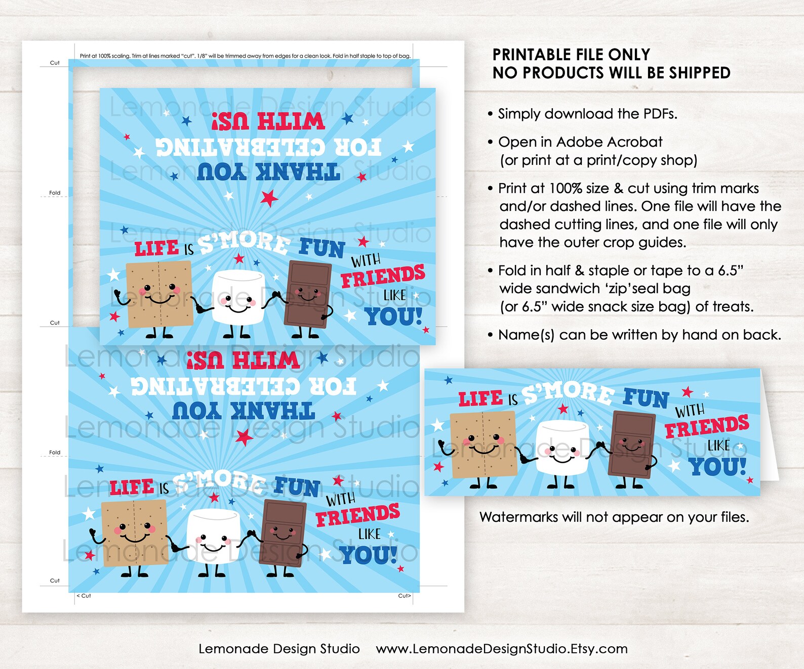 PRINTABLE Fourth of July Tags Smores Tags S'mores Favor | Etsy