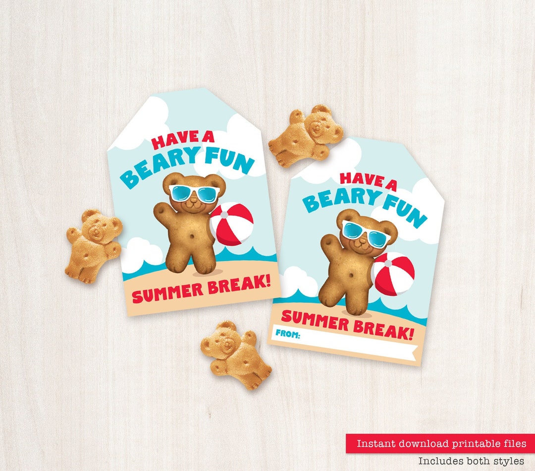 Printable Last Day of School Tag Classroom Treat Tag Teddy Bear Grahams ...