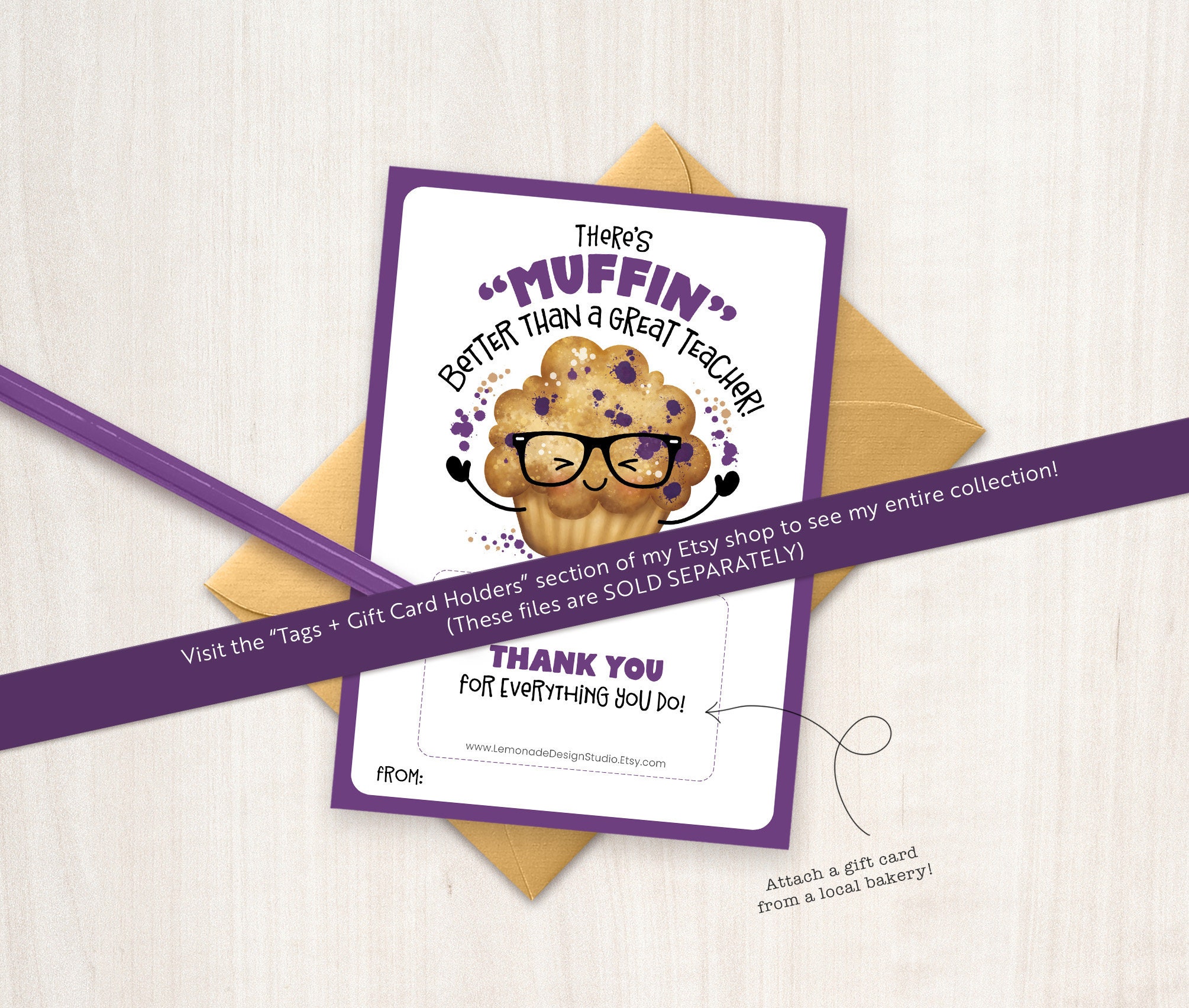 PRINTABLE Cookie Gift Card Holder for Bakery Gift Card Chip Chip Hooray ...