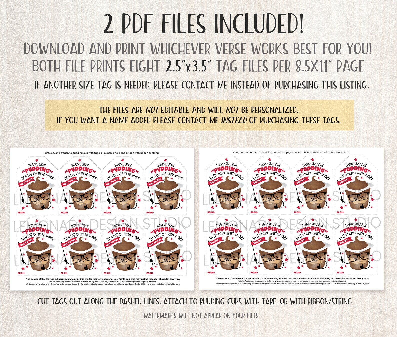 Printable Pudding Cup Tags Classroom Treat Tag Classroom Snack School ...