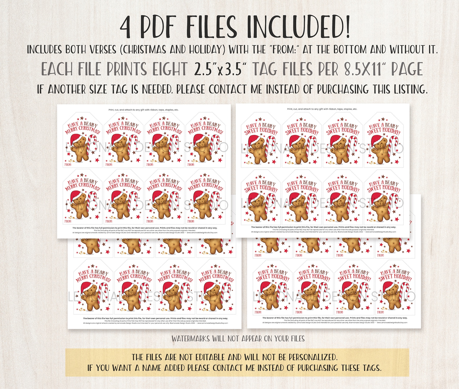 Printable Christmas Tags Teddy Bear Grahams Tags Classroom - Etsy