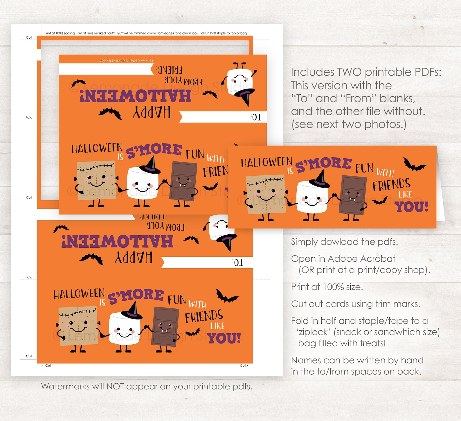 PRINTABLE Halloween Favor Tags, Halloween Tags, Smores Tags, S'mores ...
