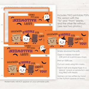 PRINTABLE Halloween Favor Tags, Halloween Tags, Smores Tags, S'mores ...