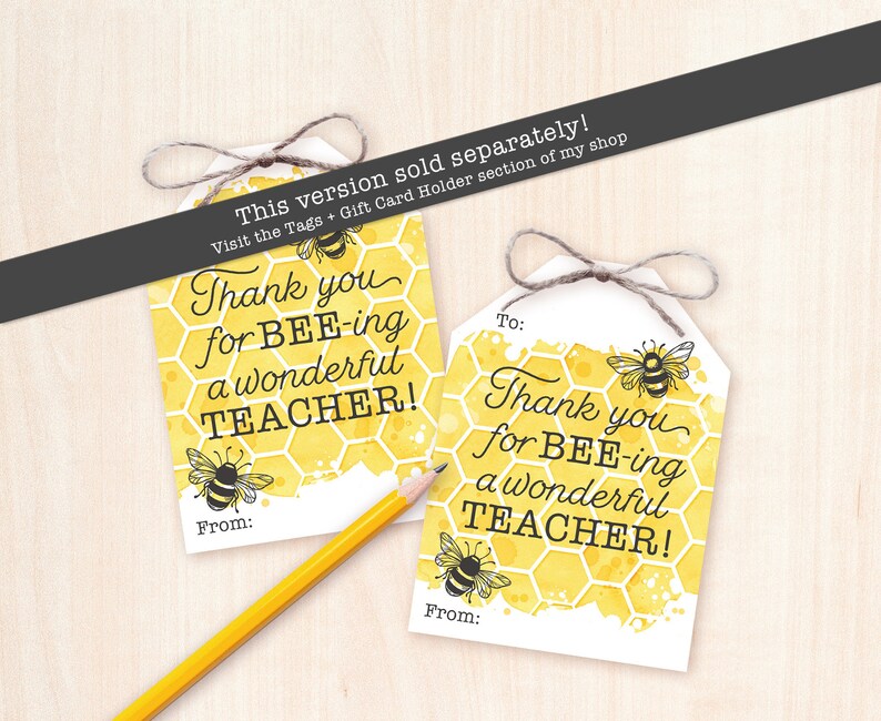 Back to School Teacher Gift Tags Printable Bee Themed Teacher - Etsy