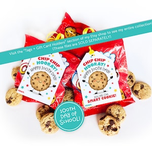 100 Days of School Printable Tag Crispy Rice Treats Classroom Gift for ...