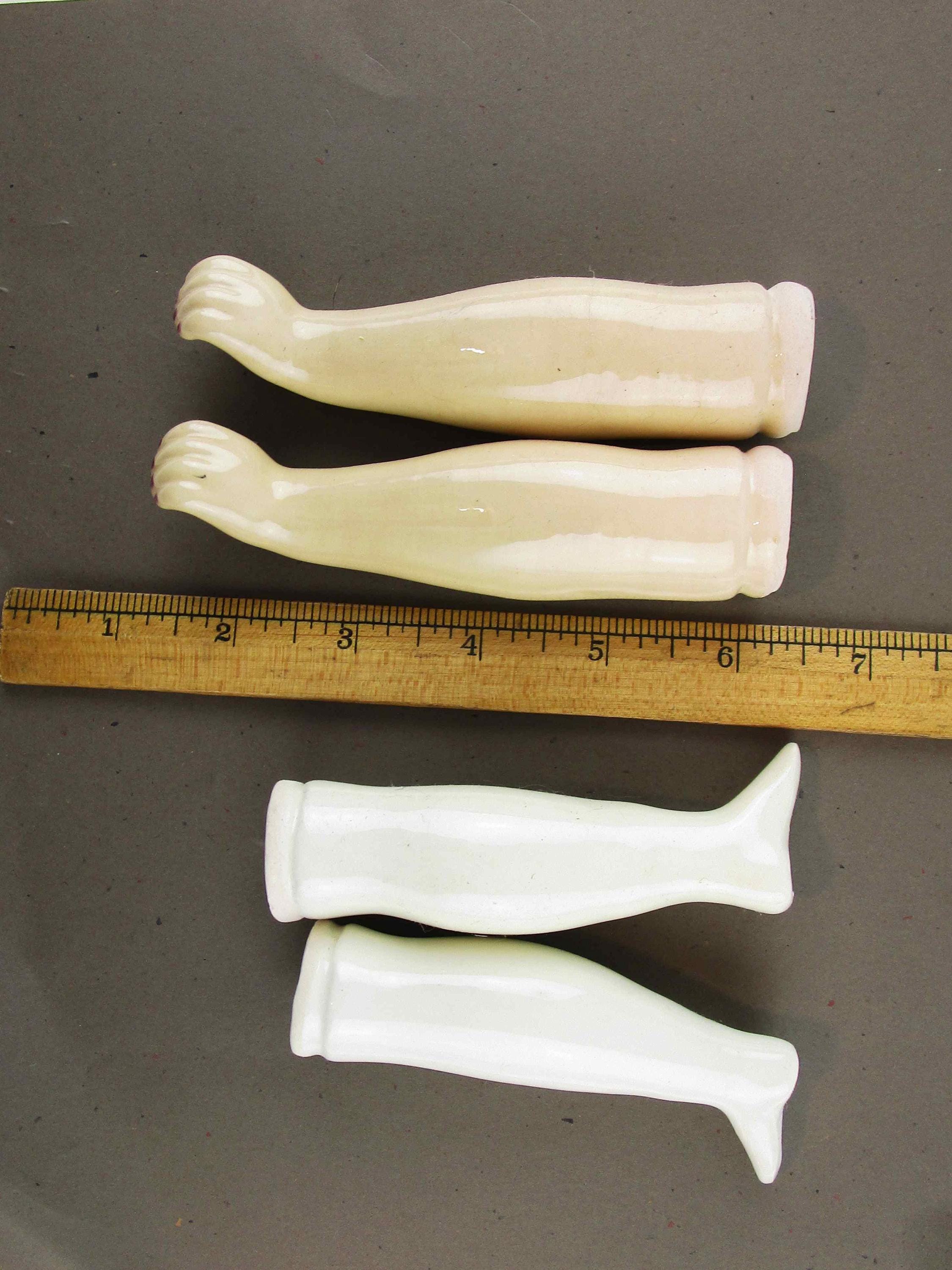 Vintage Porcelain Doll Parts - Arms With Fingernail Polish - White Legs ...