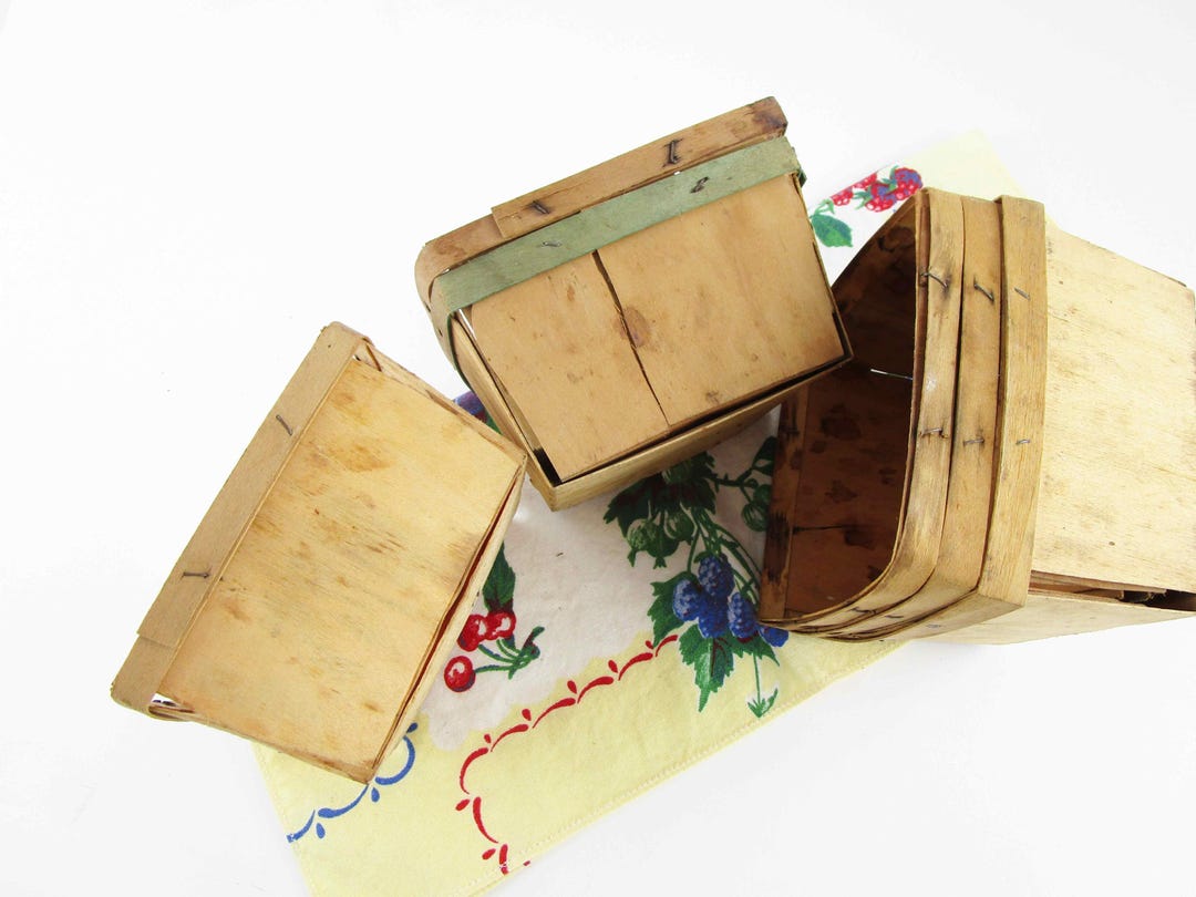 Six Berry Boxes With Balsa Strip Tops - Balsa Boxes - Stained ...