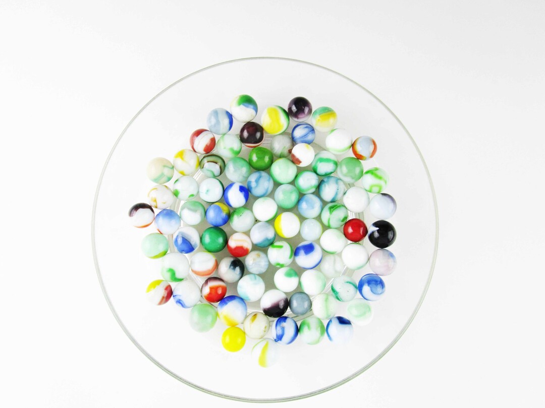 Solid Color Marbles - 1950s Vintage Marbles - White With Color - Group ...