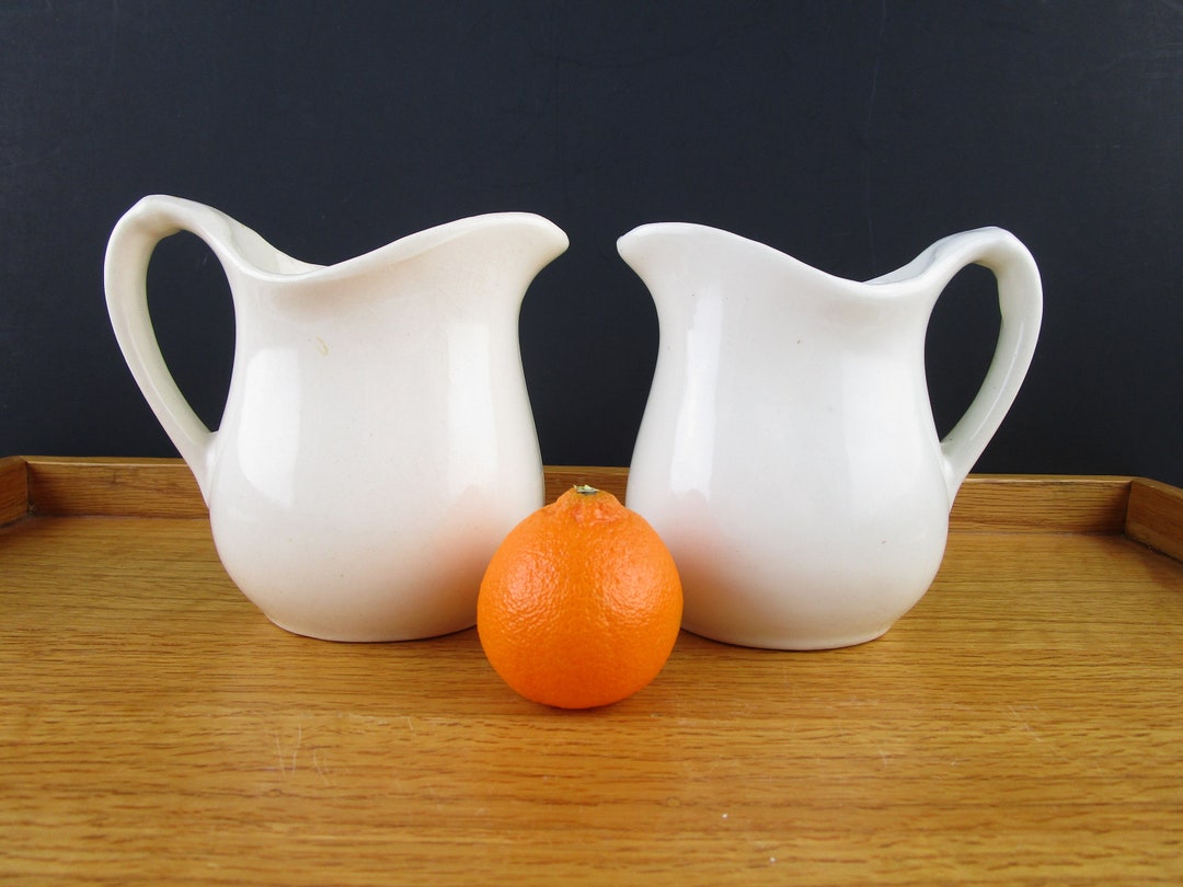 One Small Pitcher - 8 Ounce Pitcher - White Stoneware Pitcher - One ...