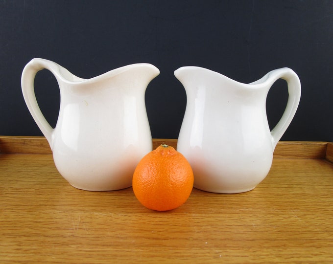 One Small Pitcher - 8 Ounce Pitcher - White Stoneware Pitcher - One ...
