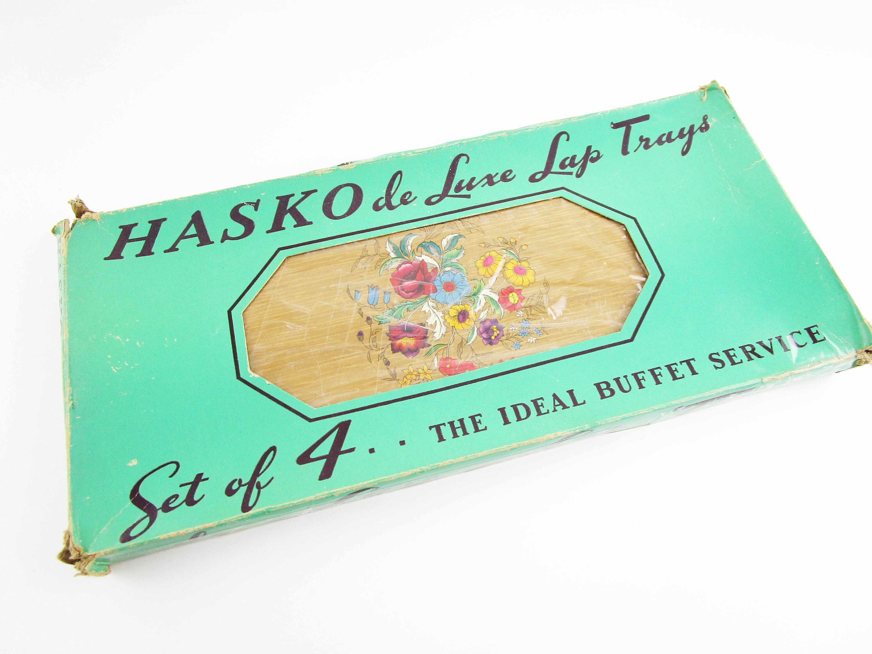 Kitchen & Dining Floral Tray Set with Original Box Haskelite Haskomold ...