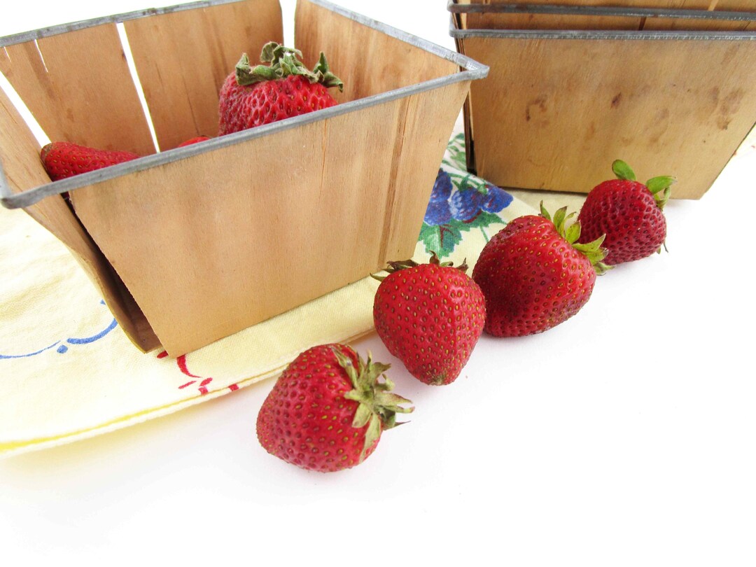 Stained Balsa Berry Boxes With Wire Tops - Original Condition - Etsy