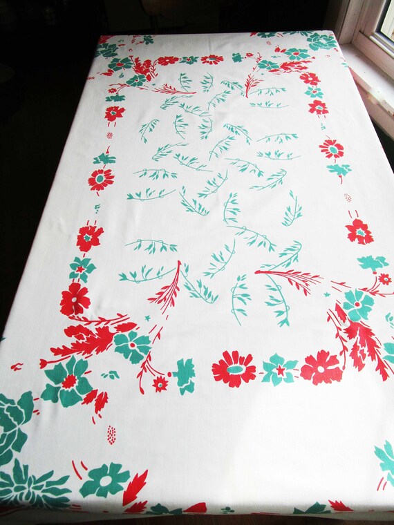 Vintage Tablecloth 1940s or 1950s Cotton Tablecloth Tomato - Etsy