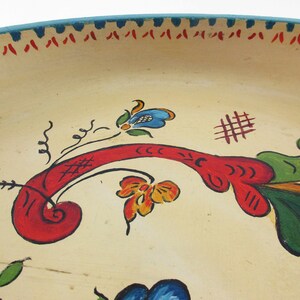 Wood Bowl Tole Painted Bowl Blue Outside 1951 'K.O.Y.' Tole Painting ...