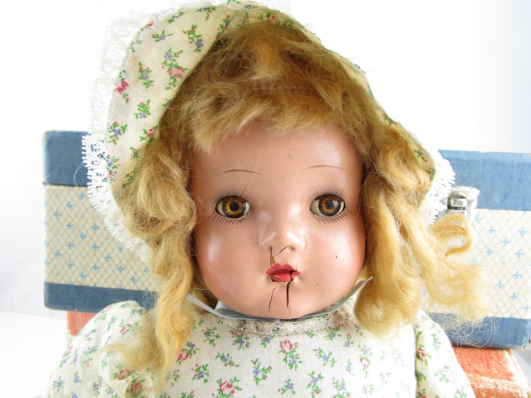 Antique Composite Doll - Tinted and Painted Composite Head, Arms and ...