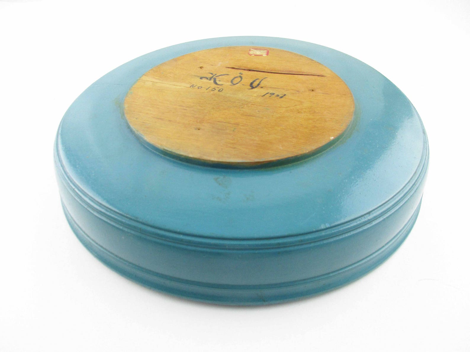 Wood Bowl Tole Painted Bowl Blue Outside 1951 - Etsy