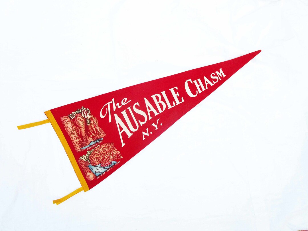 Vintage 'the Ausable Chasm, N.Y.' Pennant - Large Red Wool Felted ...