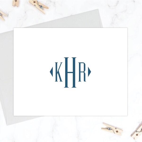 Monogrammed Embossed Thank You Card - Etsy