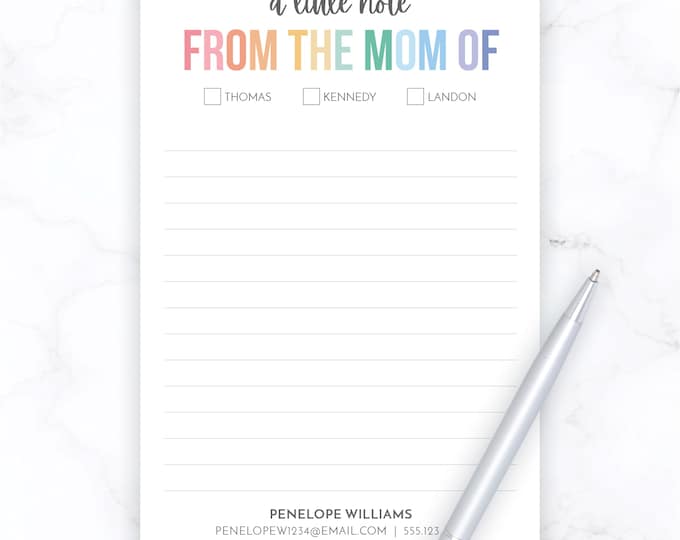 From the Mom of Notepad, Parent Custom Notepad, Custom Stationery ...