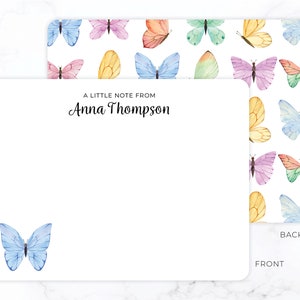 Butterfly Personalized Stationery | Watercolor Flat Note Cards for ...
