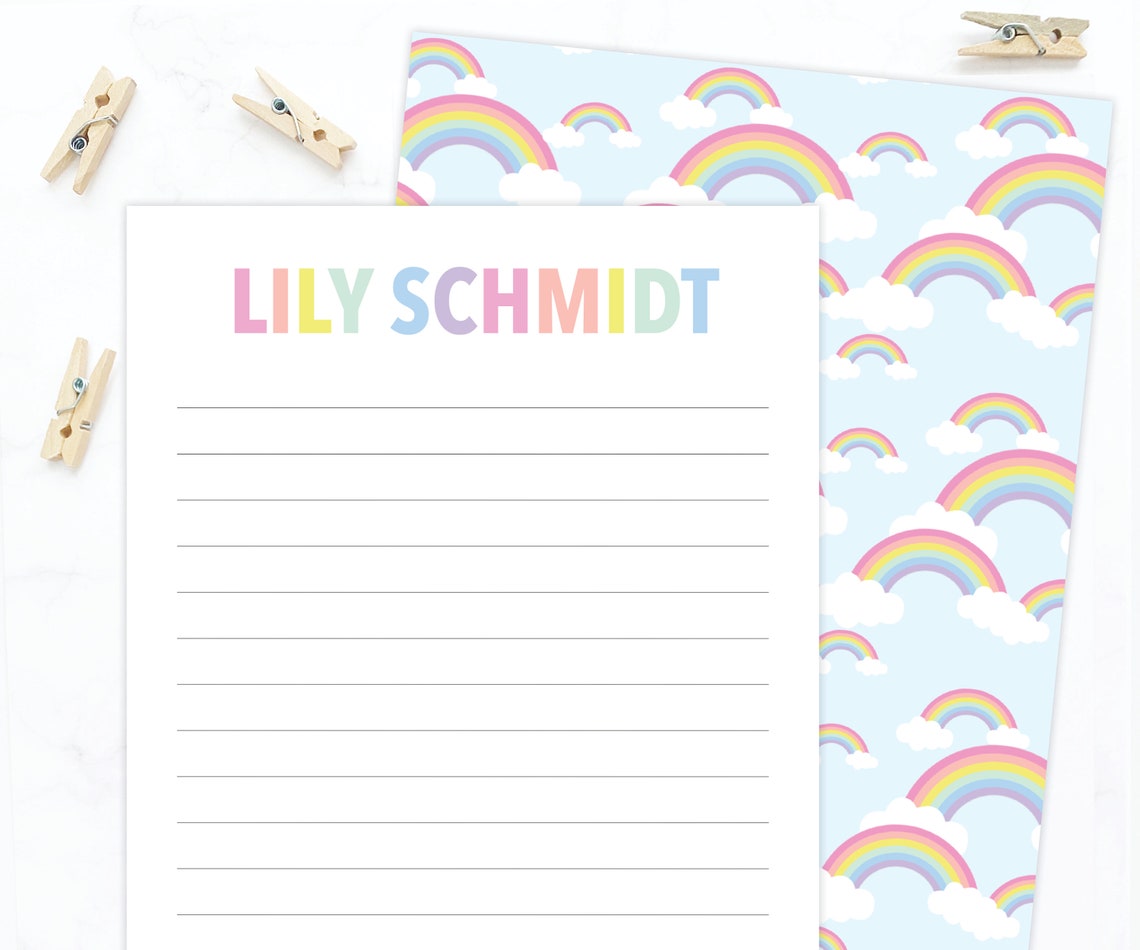 Kids Letter Writing Set Girls Stationery Paper Rainbow - Etsy