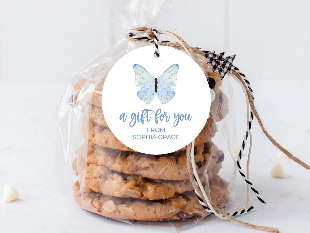 Personalized Butterfly Gift Tag | Round Gift Tag for Girls | Custom ...