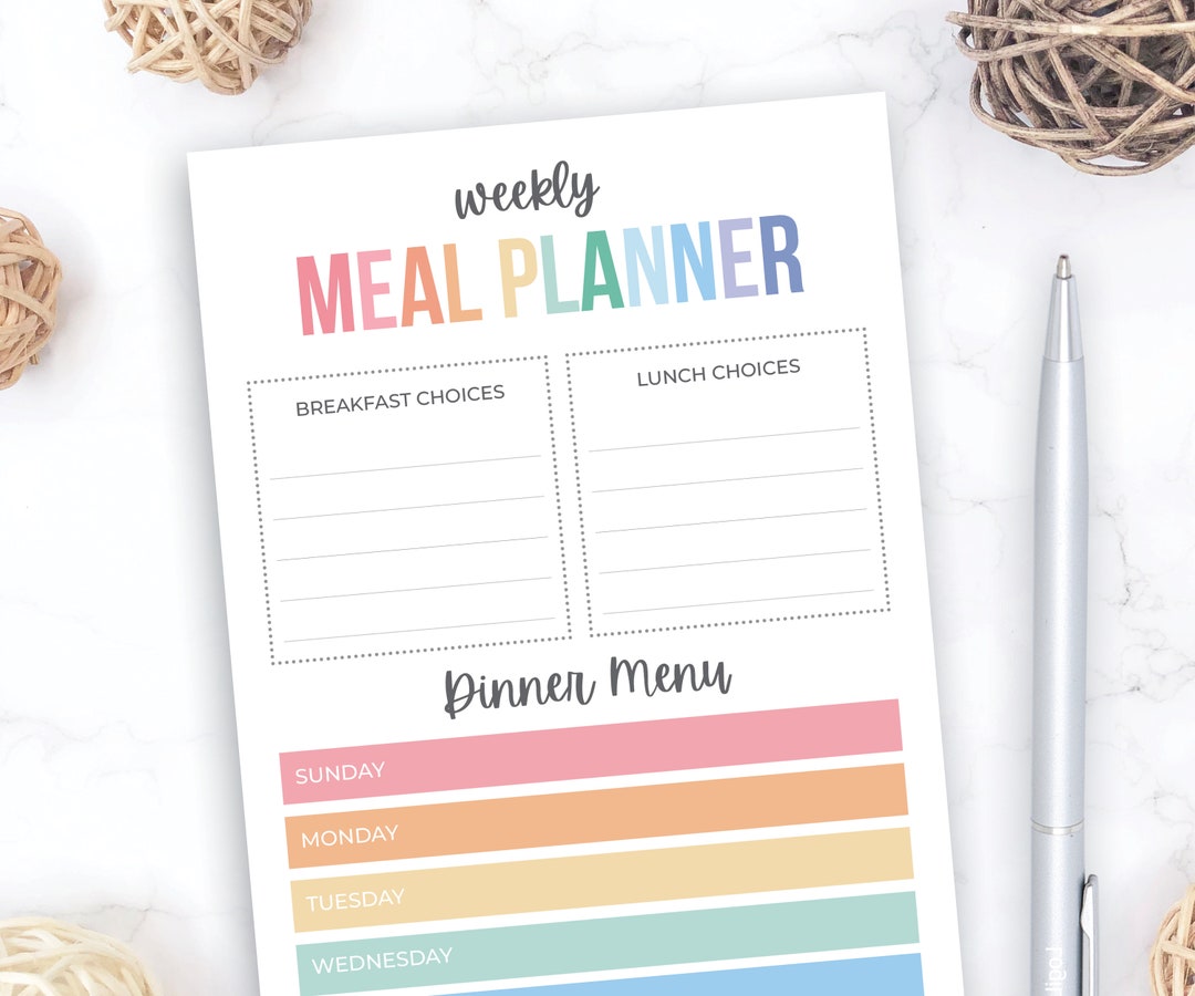 Meal Planner Notepad Pastel Meal Planner Pad Meal Planning With Dinner ...