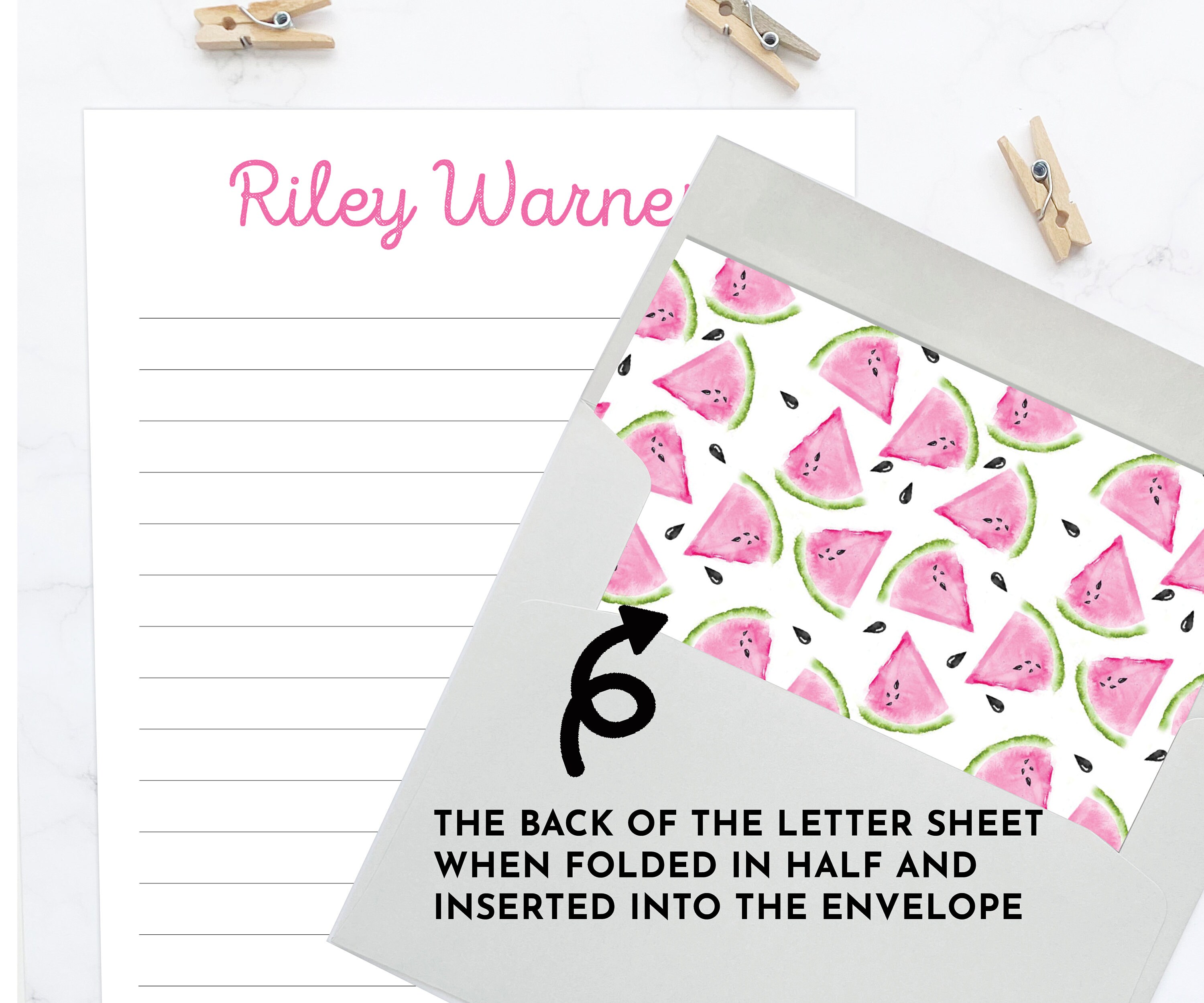 Kids Letter Writing Set Girls Watermelon Stationery Paper - Etsy Australia