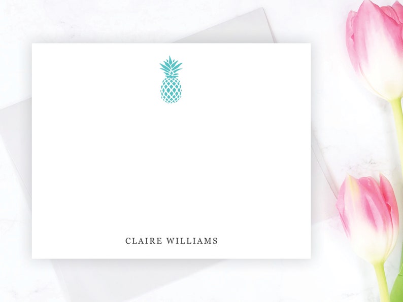 Pineapple Personalized Stationery Flat Note Cards Stationary | Etsy