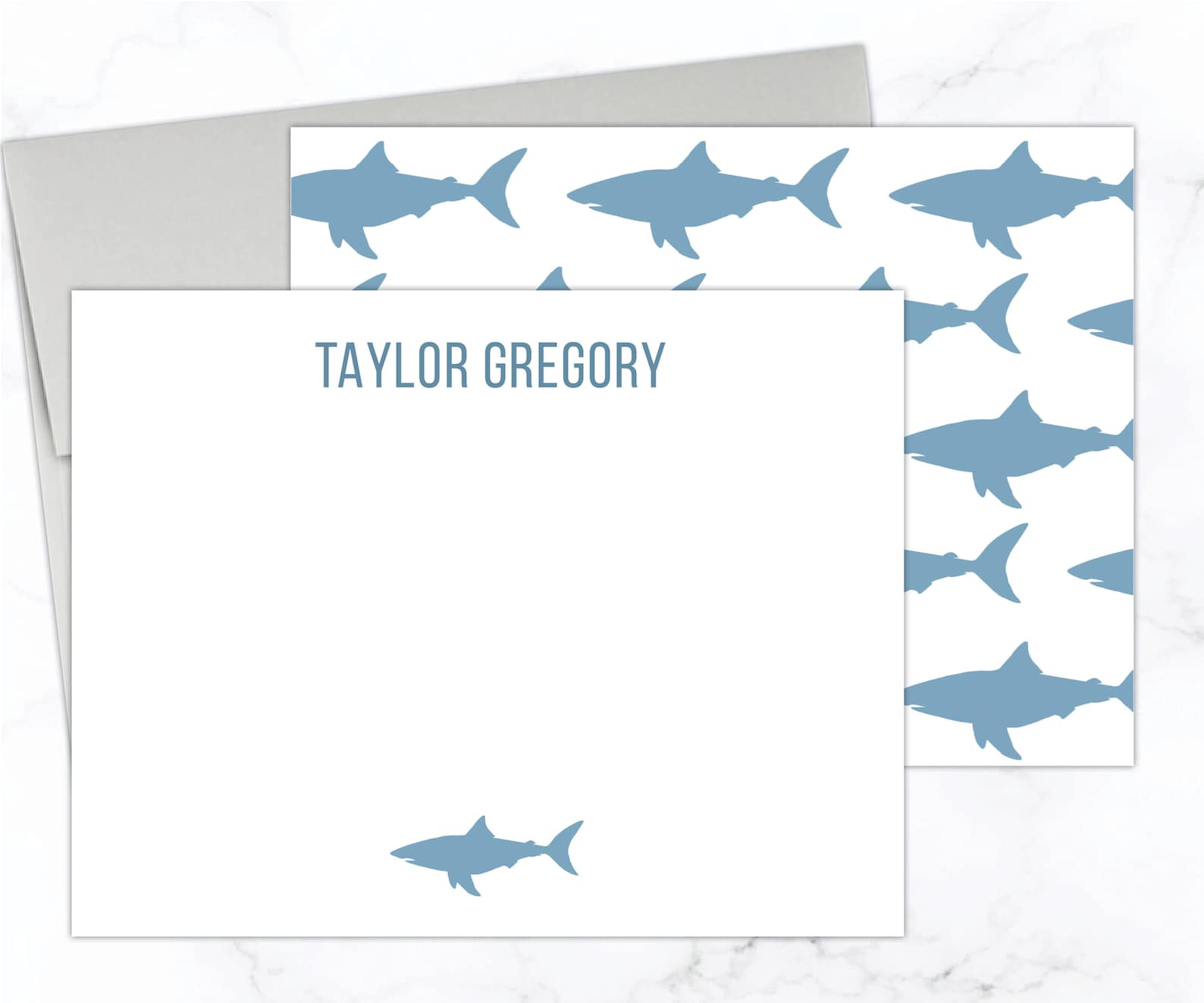 Shark Stationery Stationary Shark Flat Note Cards Boy | Etsy
