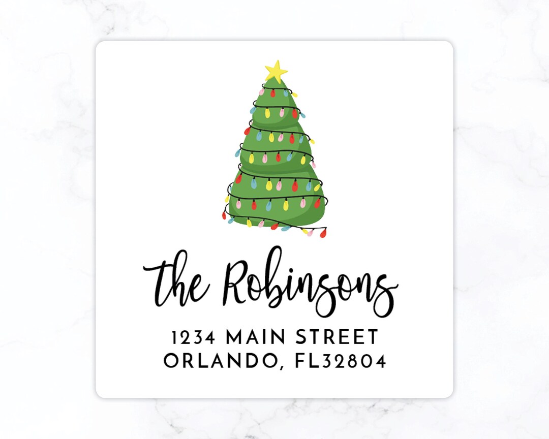 Christmas Tree Return Address Label | Personalized Holiday Envelope ...