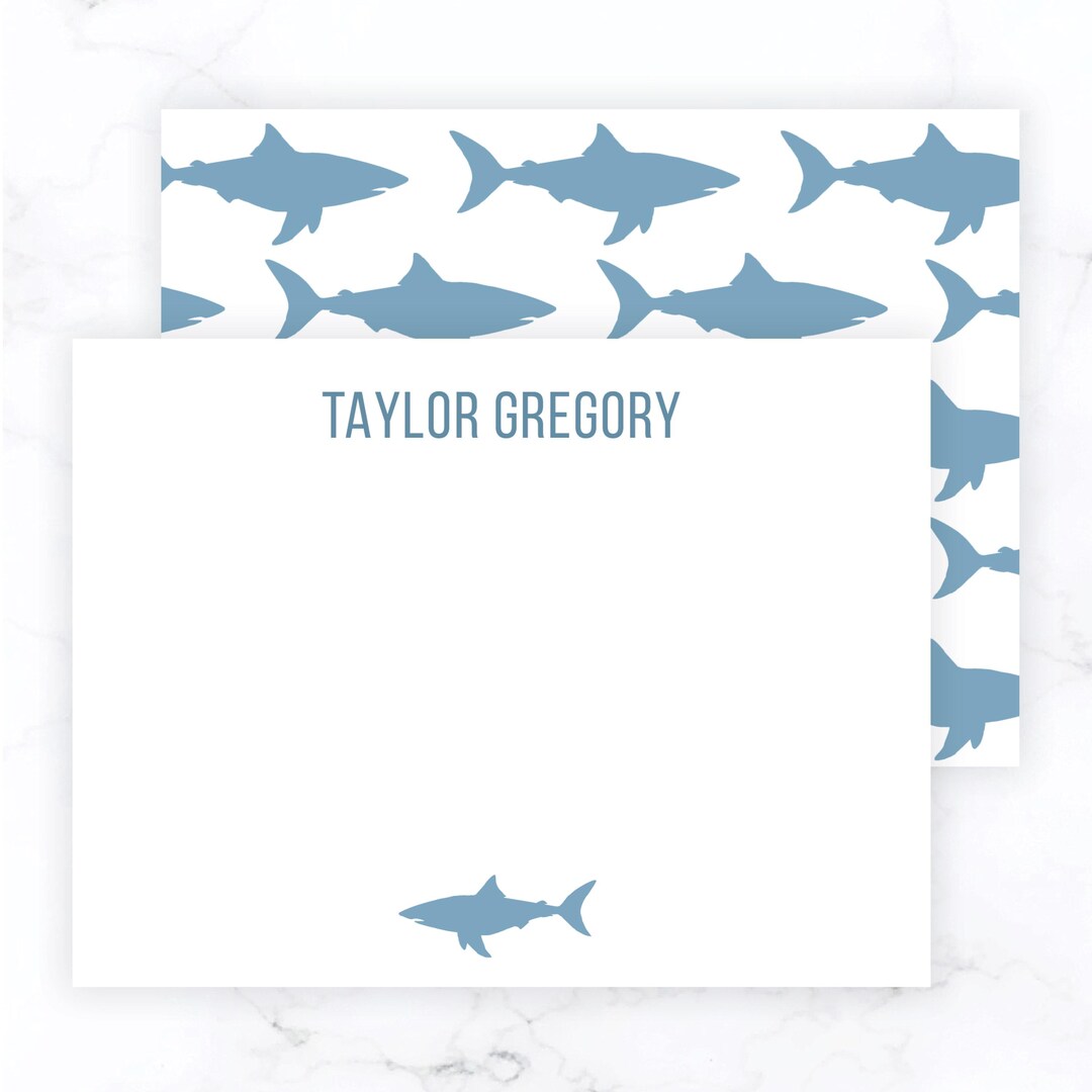 Shark Stationery Stationary | Shark Flat Note Cards | Boy Stationary ...