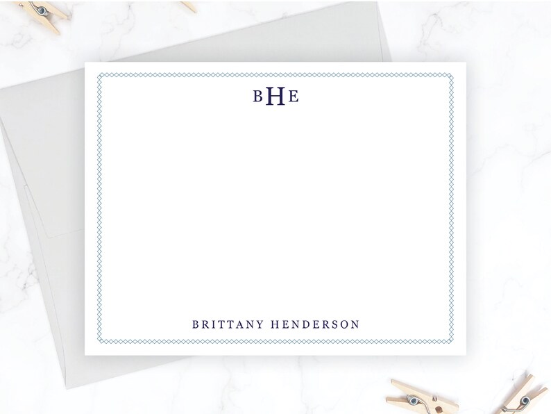 Classic Block Monogram Unisex Stationery Flat Note Cards - Etsy