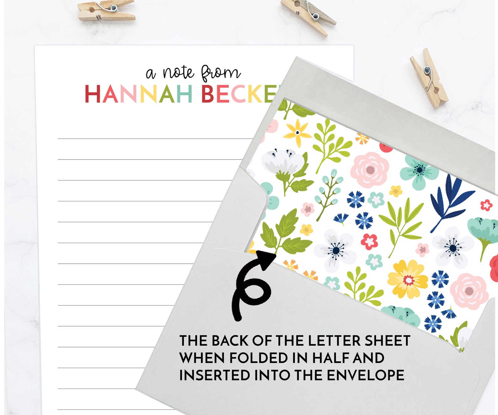Kids Letter Writing Set Girls Lined Stationery Paper Floral - Etsy